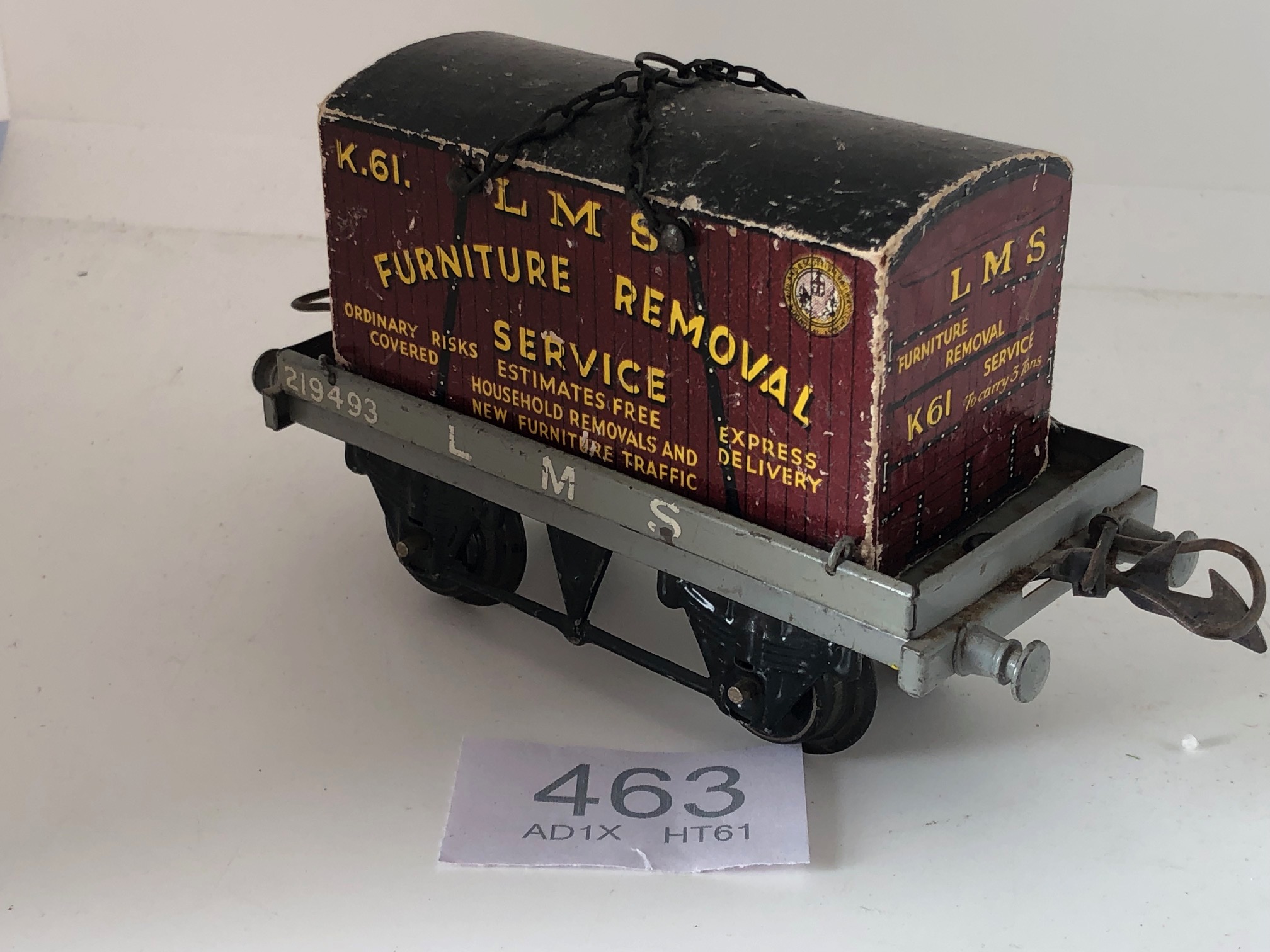 Hornby Meccano vintage O LMS tinplate conflat wagon and container ...