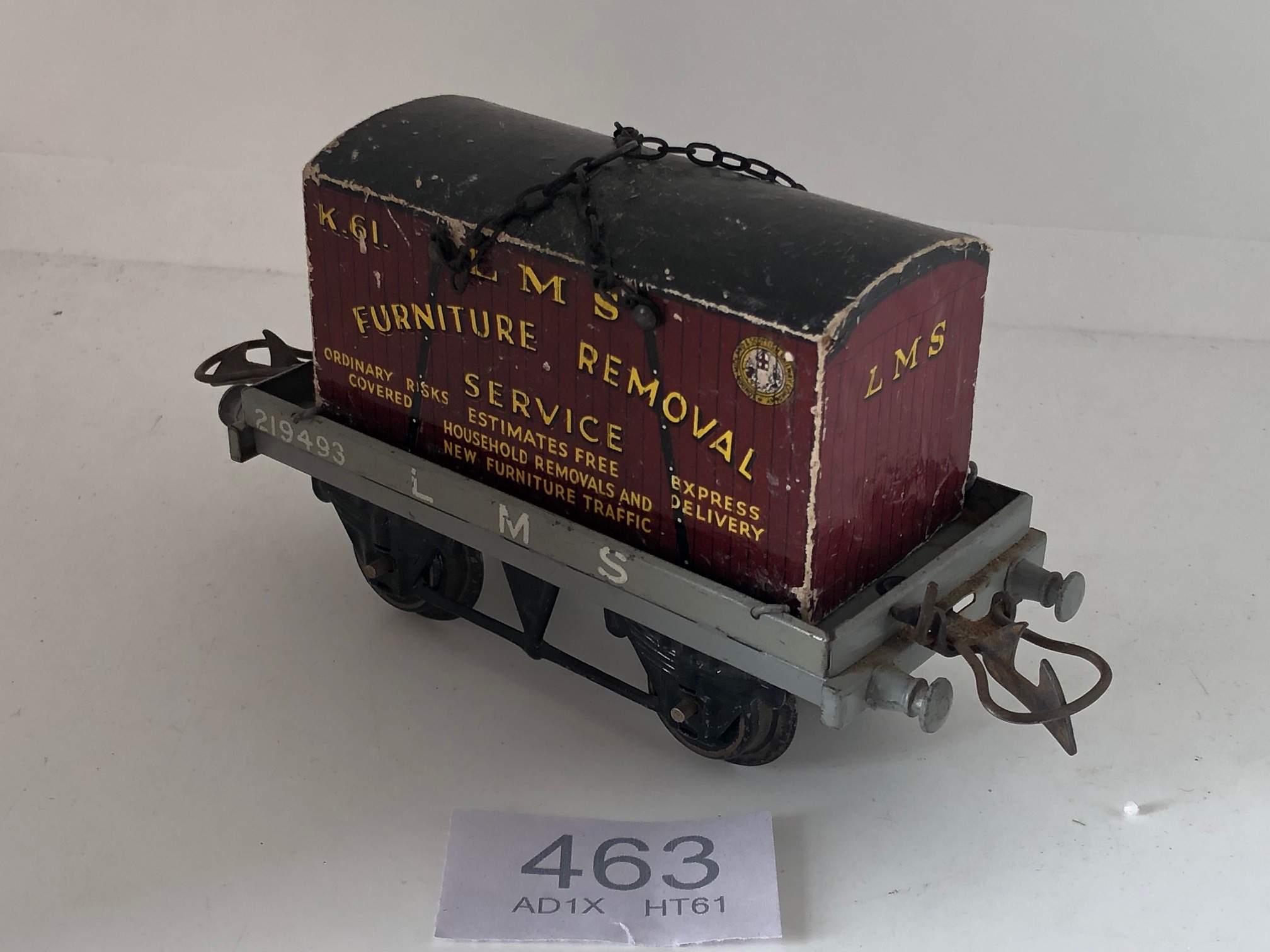 Hornby Meccano vintage O LMS tinplate conflat wagon and container ...