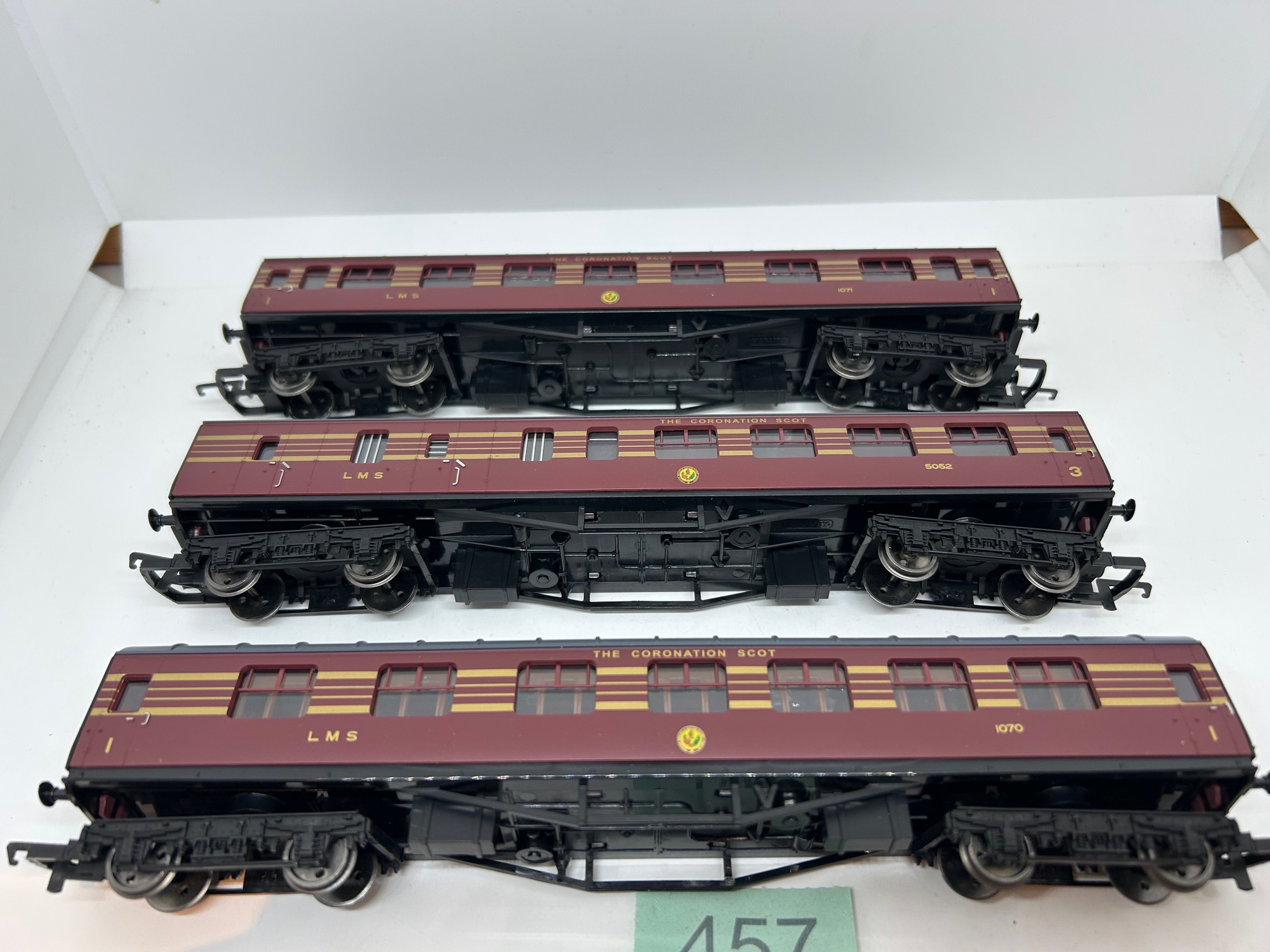 Hornby R4588 Pack of 3 LMS Stanier Coronation Scot coaches in crimson ...